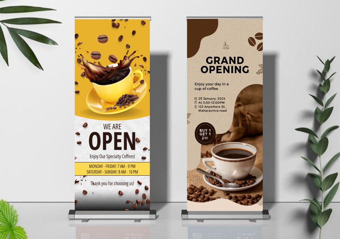 Retractable Banner Template, Coffee Roll up Banner, Retractable Banner ...