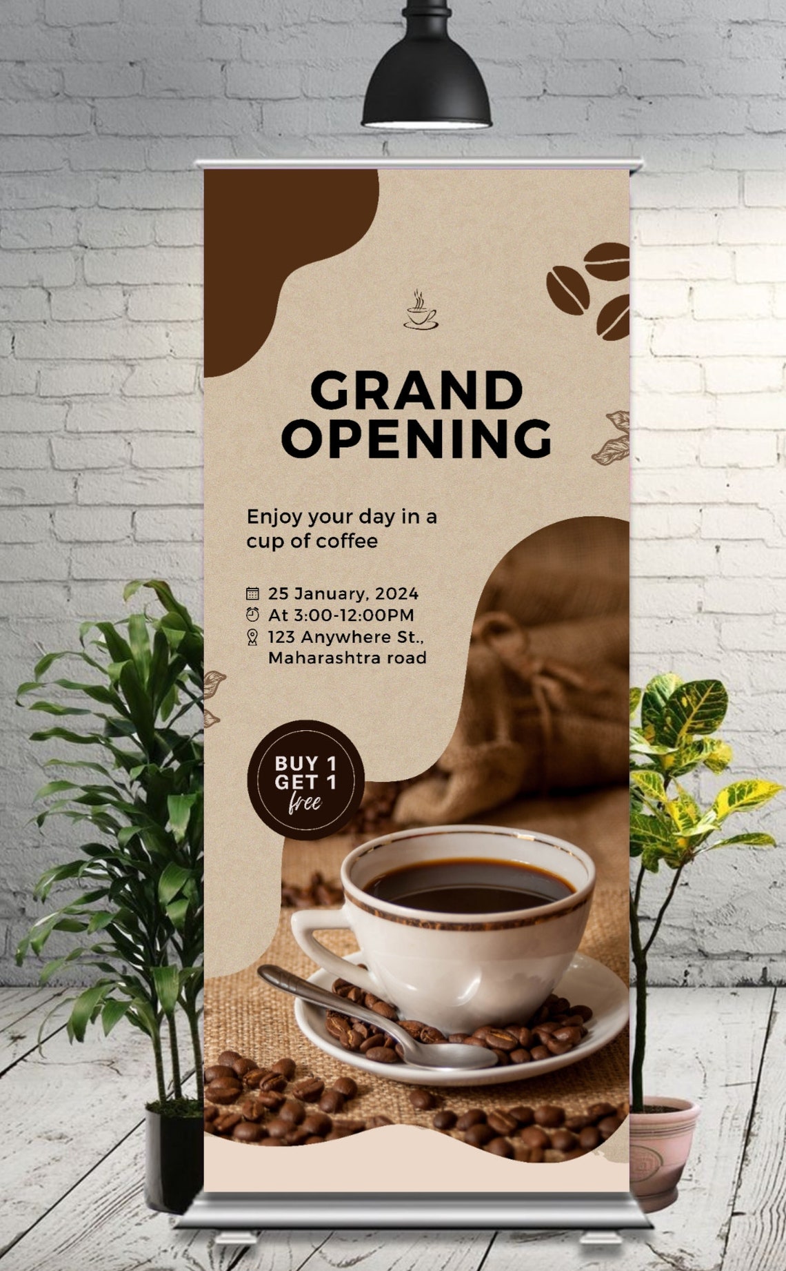 Retractable Banner Template, Coffee Roll up Banner, Retractable Banner ...