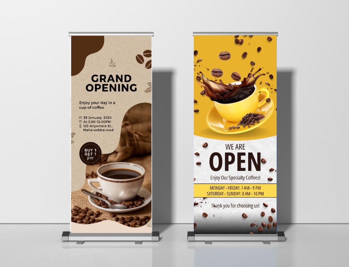 Retractable Banner Template, Coffee Roll up Banner, Retractable Banner ...