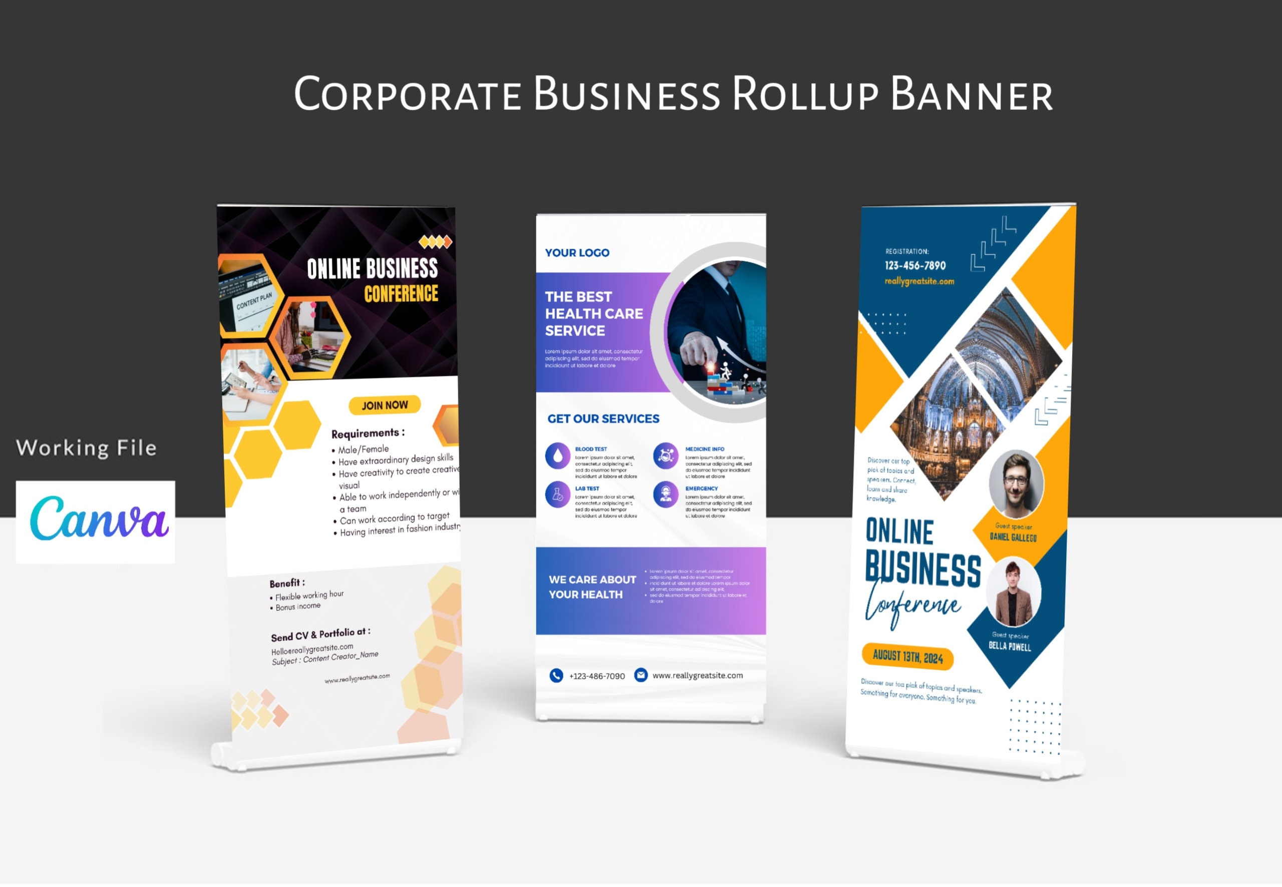 Retractable Banner Template, Company Roll up Banner, Business Rollup ...