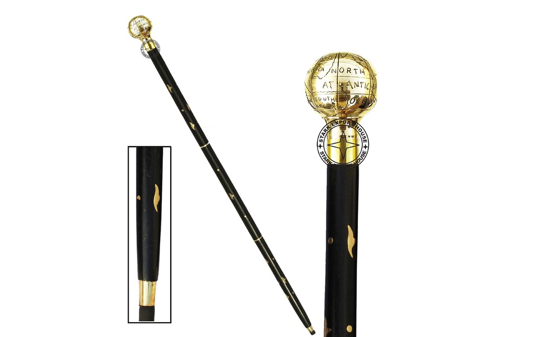 Brass Walking Cane Wooden Stick Rosewood Wooden Vintage Style - Etsy