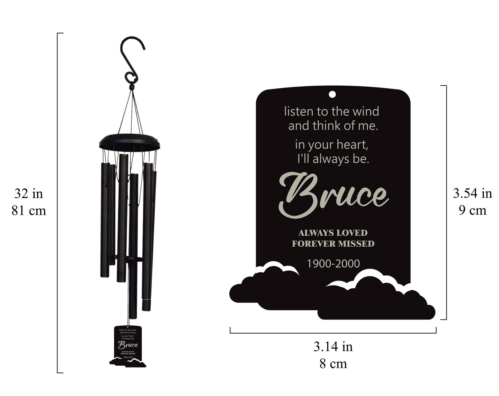 Personalized Memorial Wind Chime: Engraved Remembrance Gift - Etsy