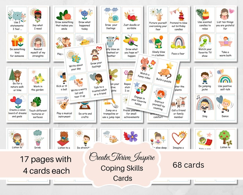 Coping Skills Children Anxiety Relief Calm Down Cards Printable Anxiety ...