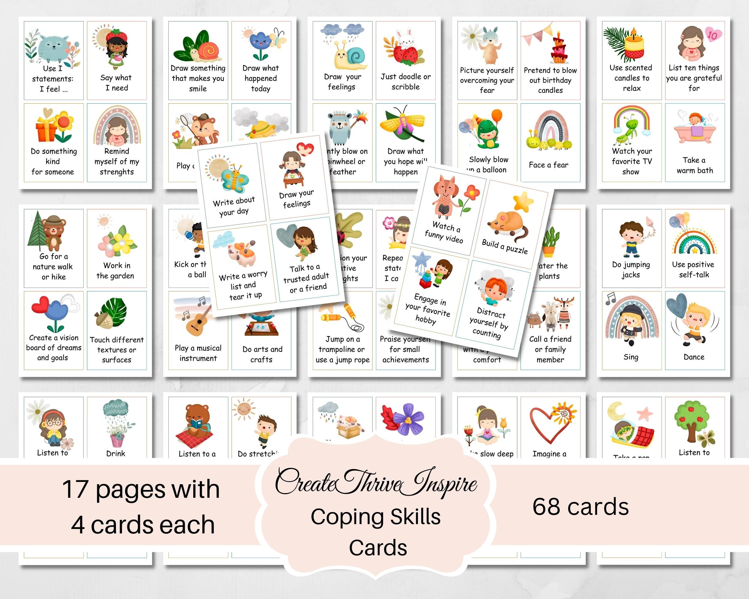 Coping Skills Children Anxiety Relief Calm Down Cards Printable Anxiety ...