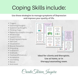 Depression Coping Skills Cards, CBT Techniques, Depression Cycle ...
