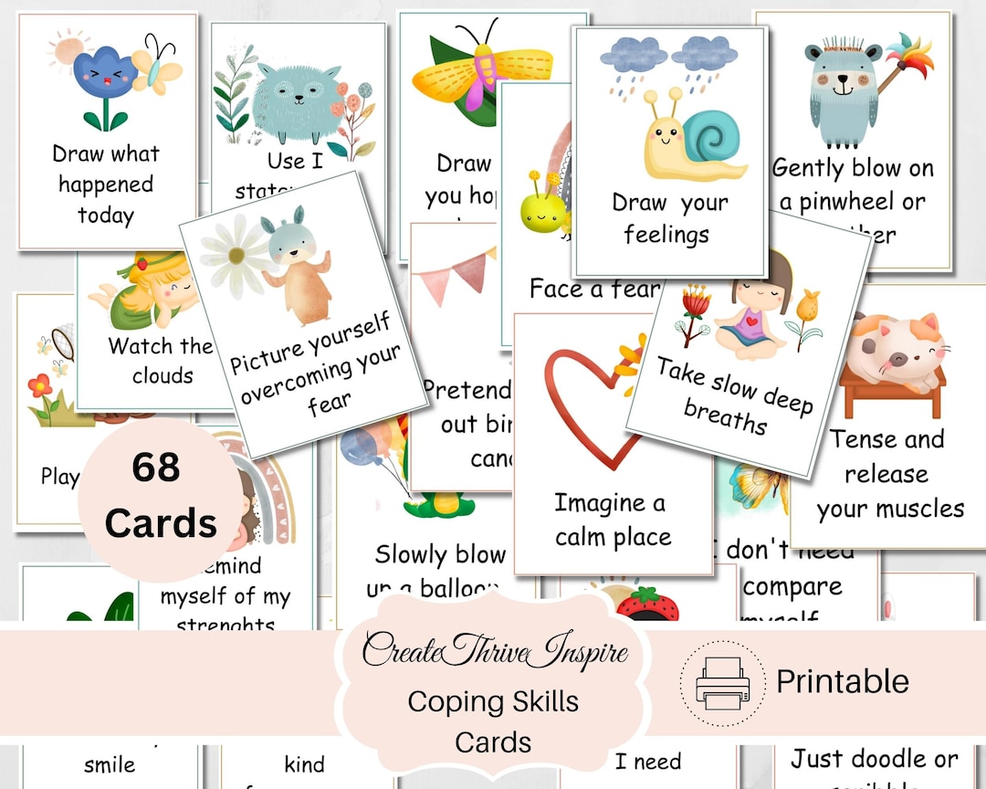 Coping Skills Children Anxiety Relief Calm Down Cards Printable Anxiety ...