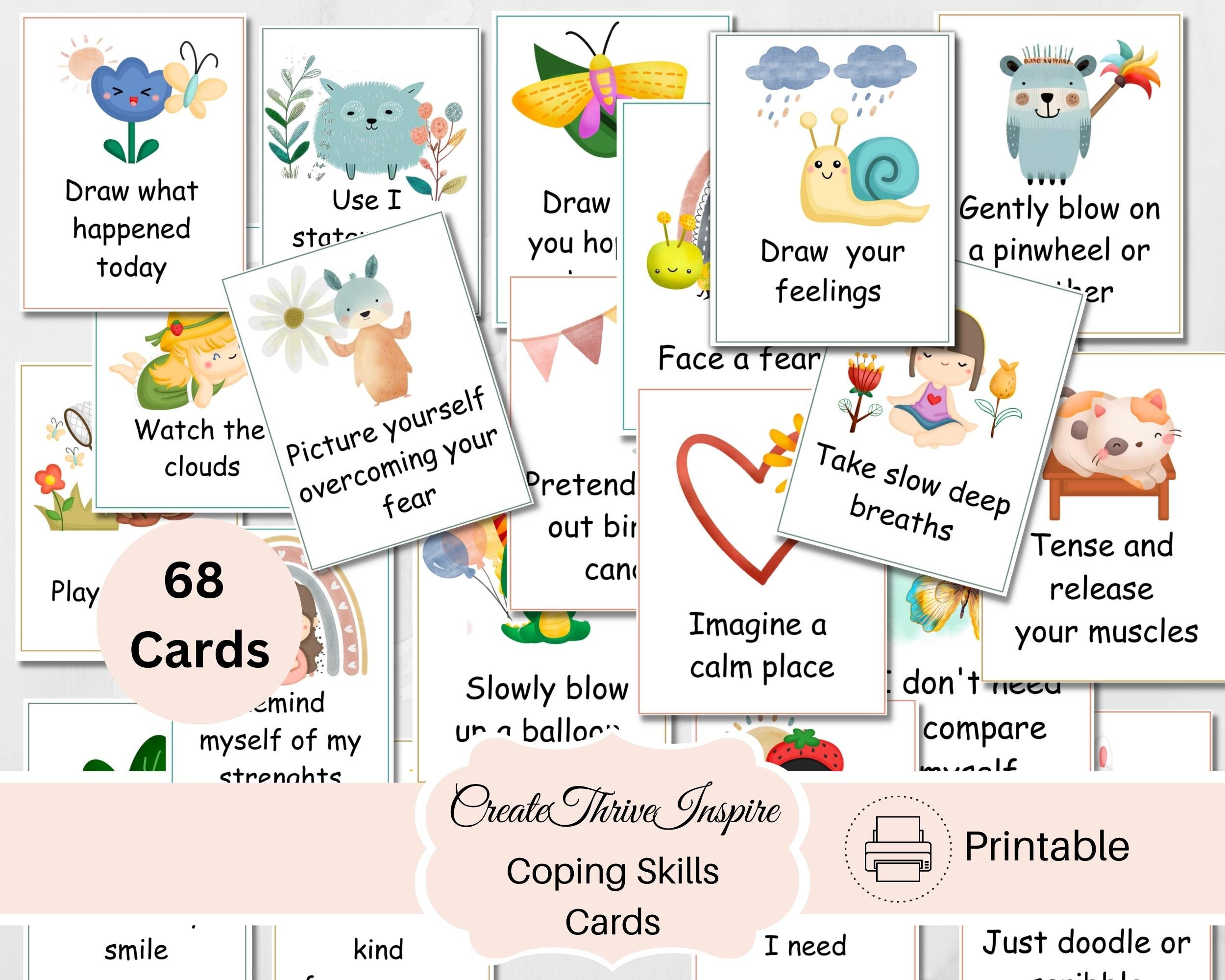 Coping Skills Children Anxiety Relief Calm Down Cards Printable Anxiety ...