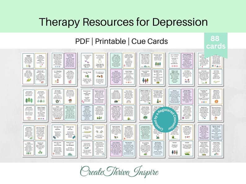Depression Coping Skills Cards, CBT Techniques, Depression Cycle ...