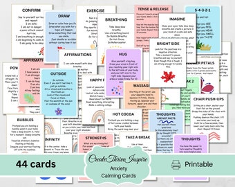 Anxiety Cards Calming Cards Coping Skills Cards Cue Cards for Anxiety ...