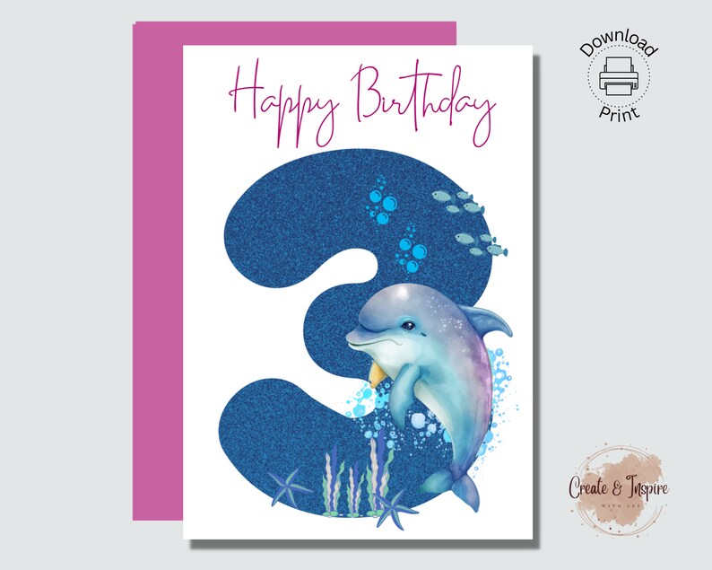 Printable Birthday Card for 3rd Birthday 5x7 Digital - Etsy