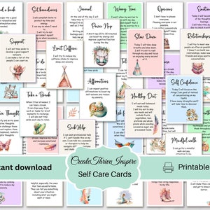 Positive Affirmations Self-care Cards Coping Skills Flashcards Self ...