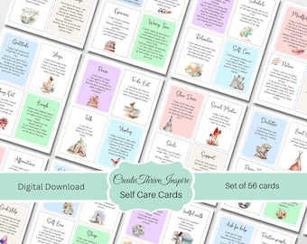 Self Care Cards Coping Skills Flashcards Self-care Gift Printable Self ...