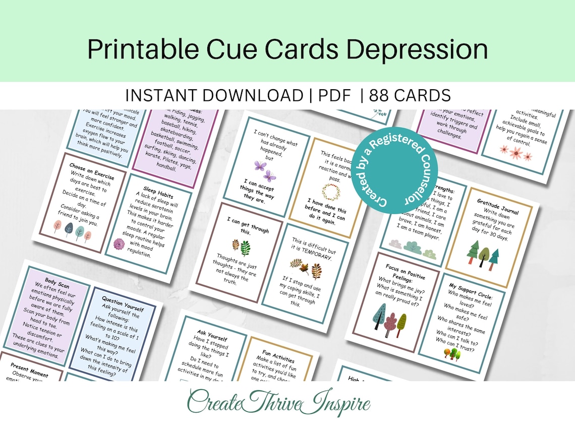 Depression Coping Skills Cards, CBT Techniques, Depression Cycle ...