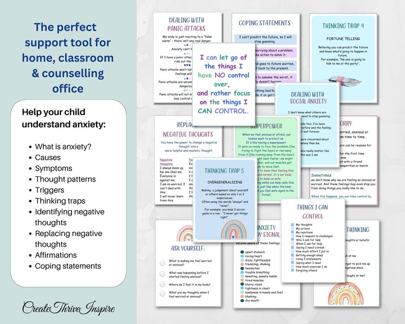 Anxiety Relief Coping Skills Cards Parent Resources Therapy Tools ...