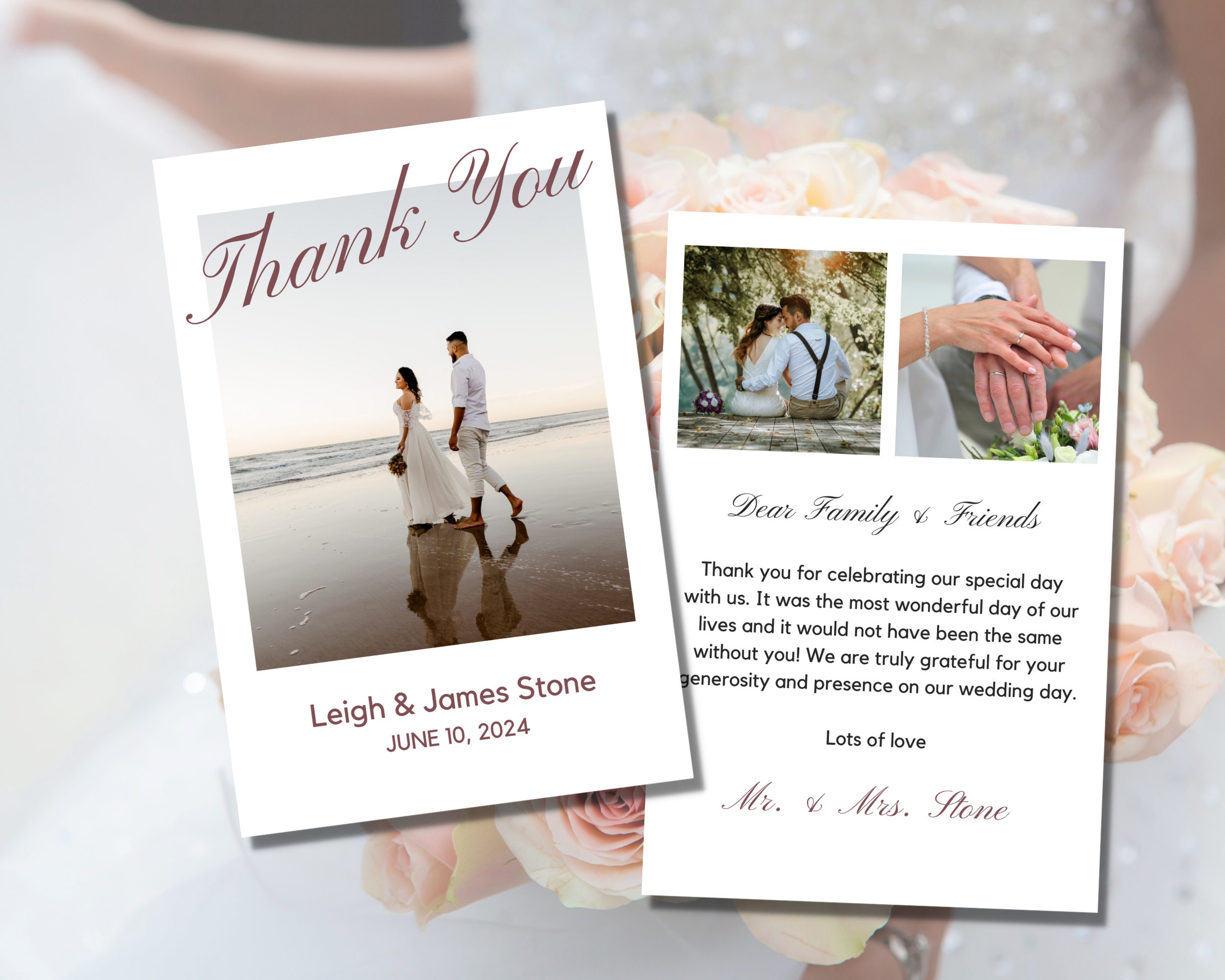 Thank You Card Template Wedding Thank You Card Editable DIY Thank You ...
