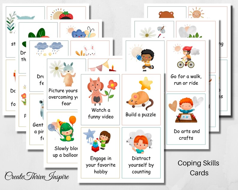 Coping Skills Children Anxiety Relief Calm Down Cards Printable Anxiety ...