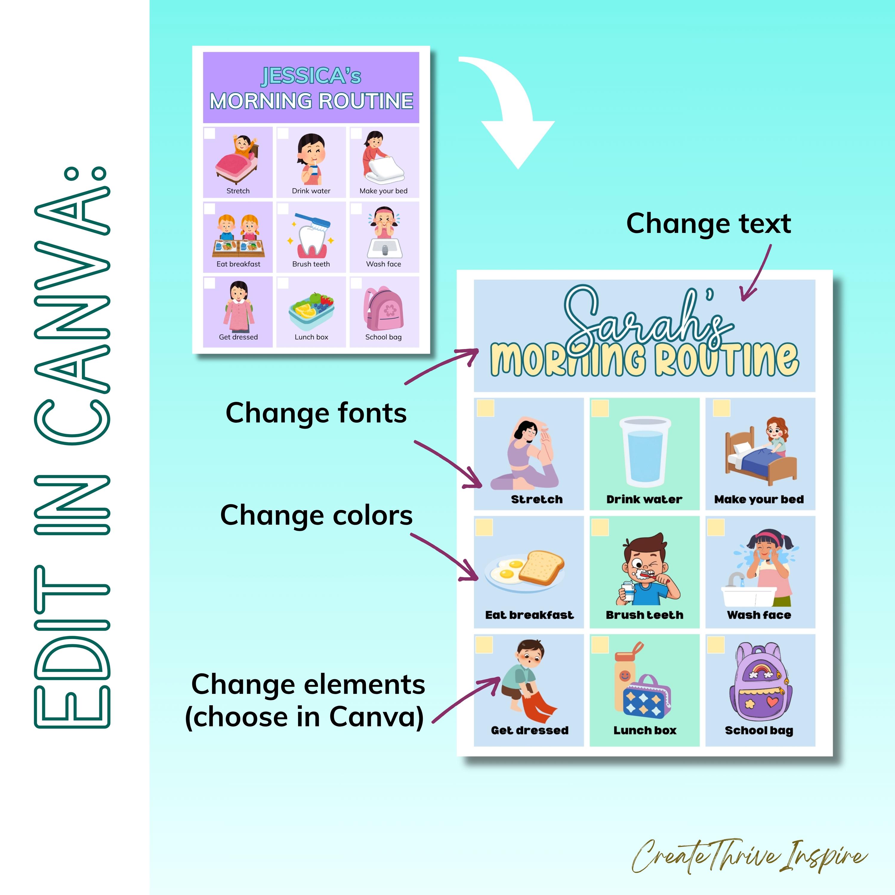 ADHD Routine Charts Editable Daily Visual Schedule ADHD Parent Resource ...