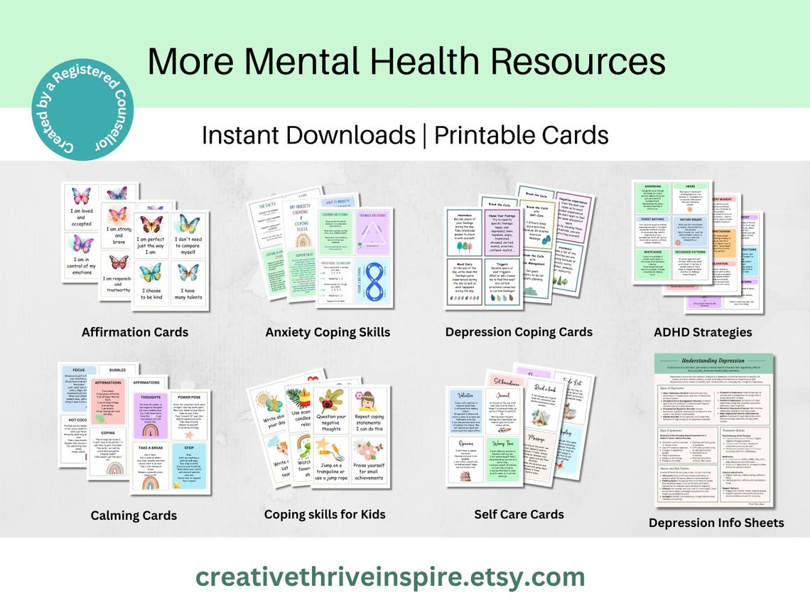 Depression Coping Skills Cards, CBT Techniques, Depression Cycle ...