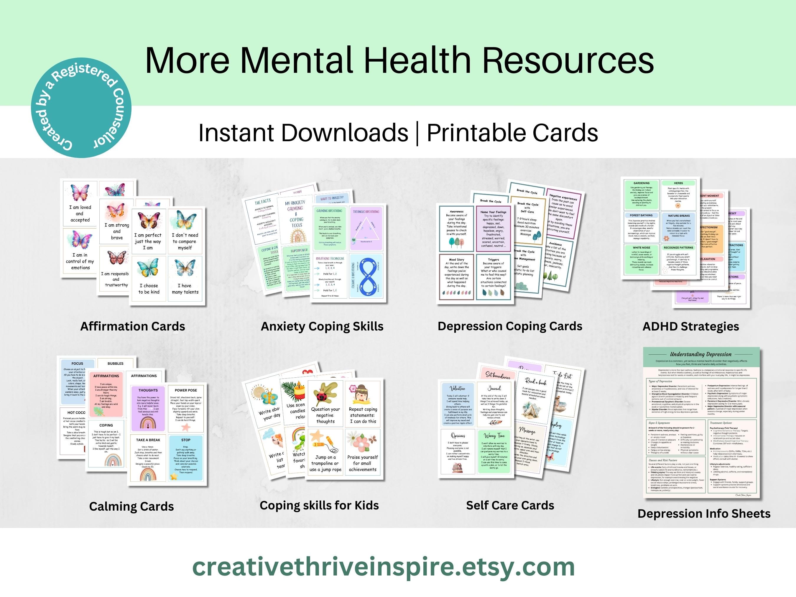 Depression Coping Skills Cards, CBT Techniques, Depression Cycle ...
