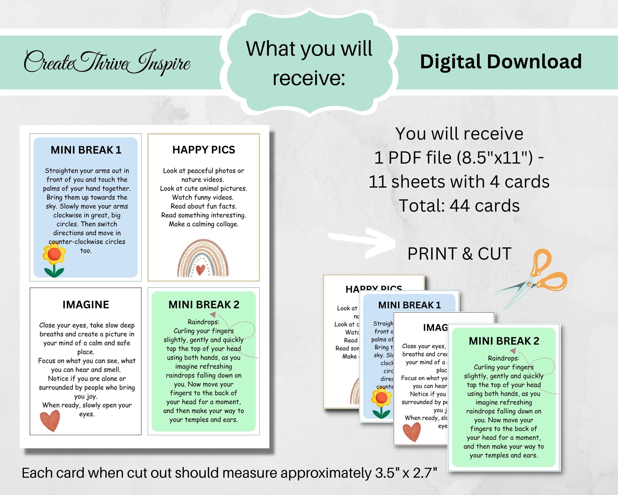 Anxiety Cards Calming Cards Coping Skills Cards Cue Cards for Anxiety ...
