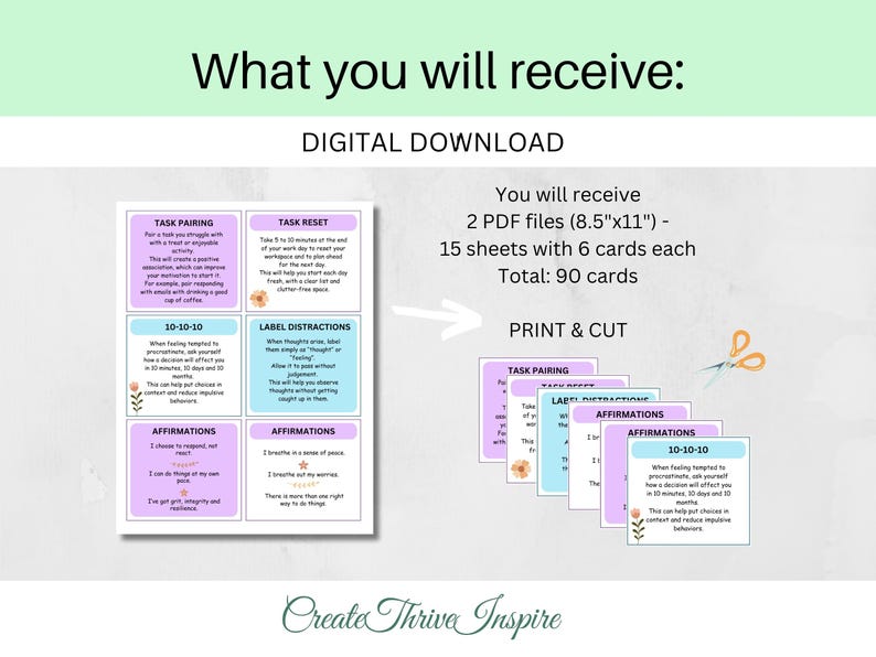 ADHD Support Adult ADHD Flash Cards ADHD Relief Therapy Tools Adhd Cue ...