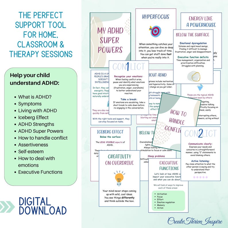 ADHD Coping Skills Cards for Teens, ADHD Parent Resources, Adhd Therapy ...