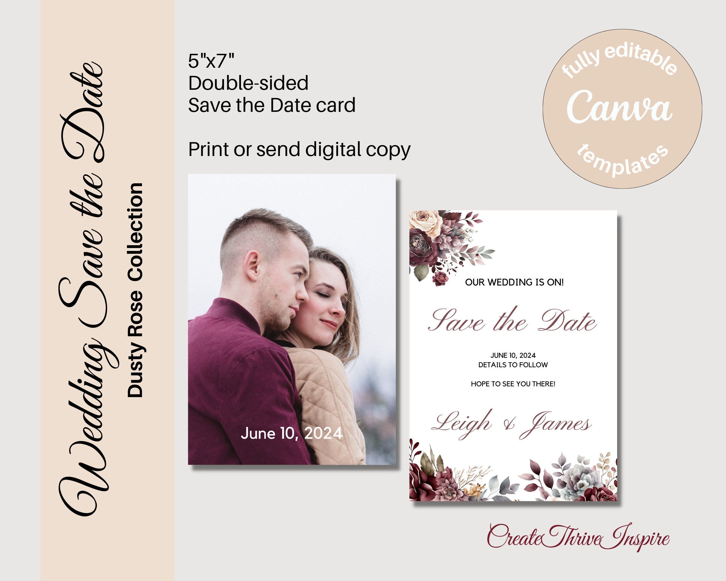 Wedding Save the Date Template Printable Self Edit Save the - Etsy