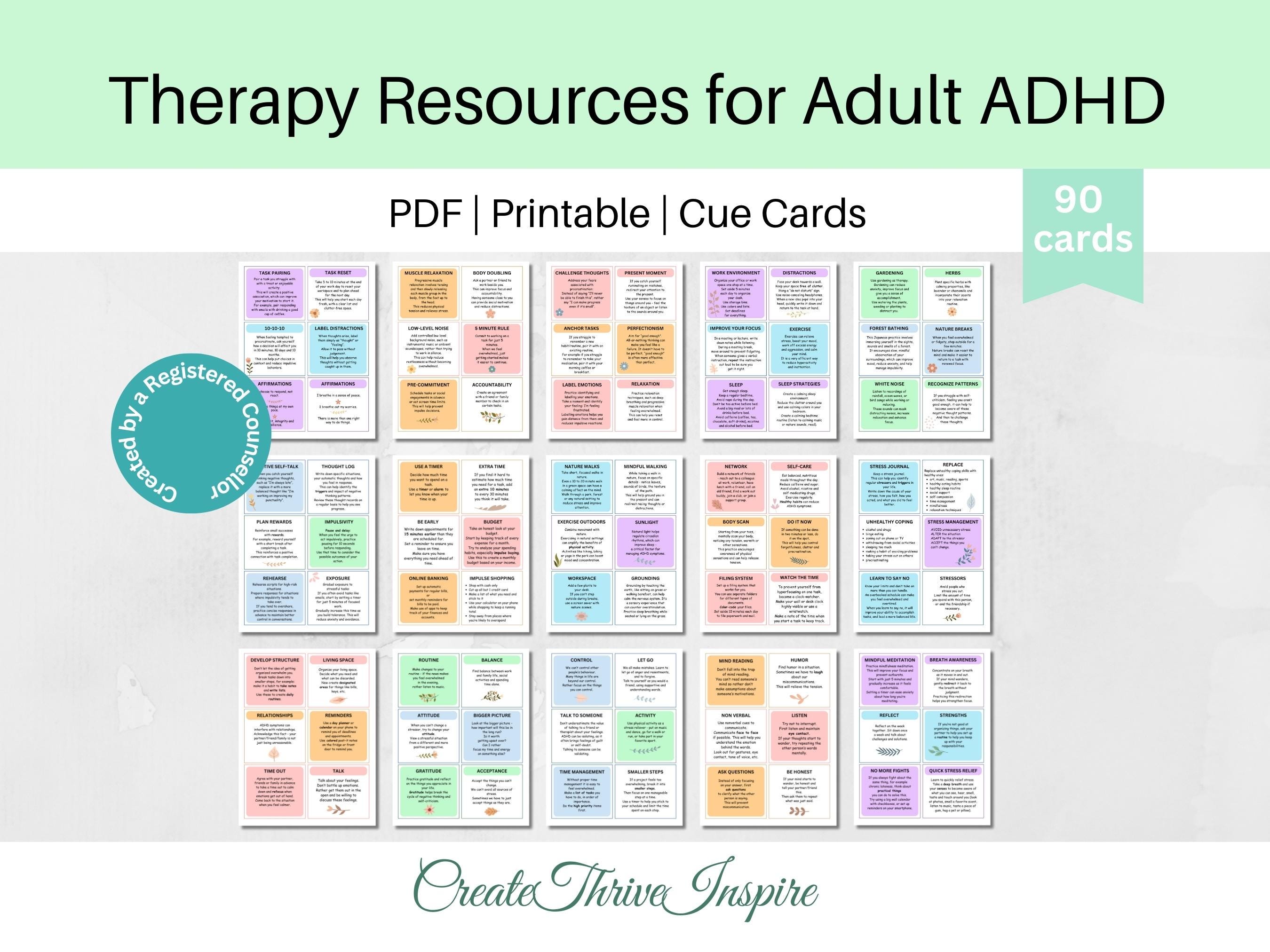 ADHD Support Adult ADHD Flash Cards ADHD Relief Therapy Tools Adhd Cue ...