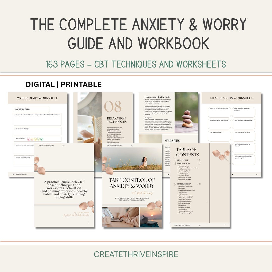 Anxiety Workbook, Anxiety Journal, Therapy Worksheets, CBT Worksheets ...