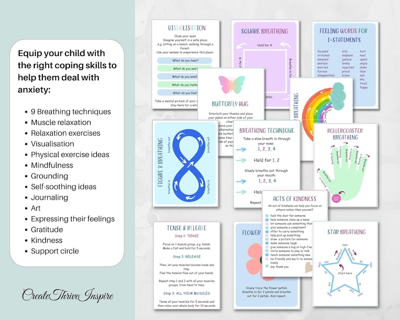Anxiety Relief Coping Skills Cards Parent Resources Therapy Tools ...