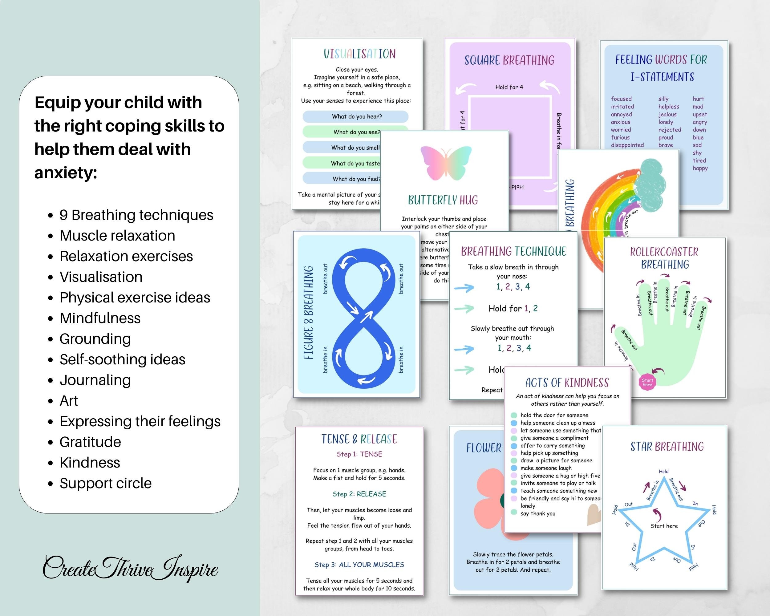 Anxiety Relief Coping Skills Cards Parent Resources Therapy Tools ...