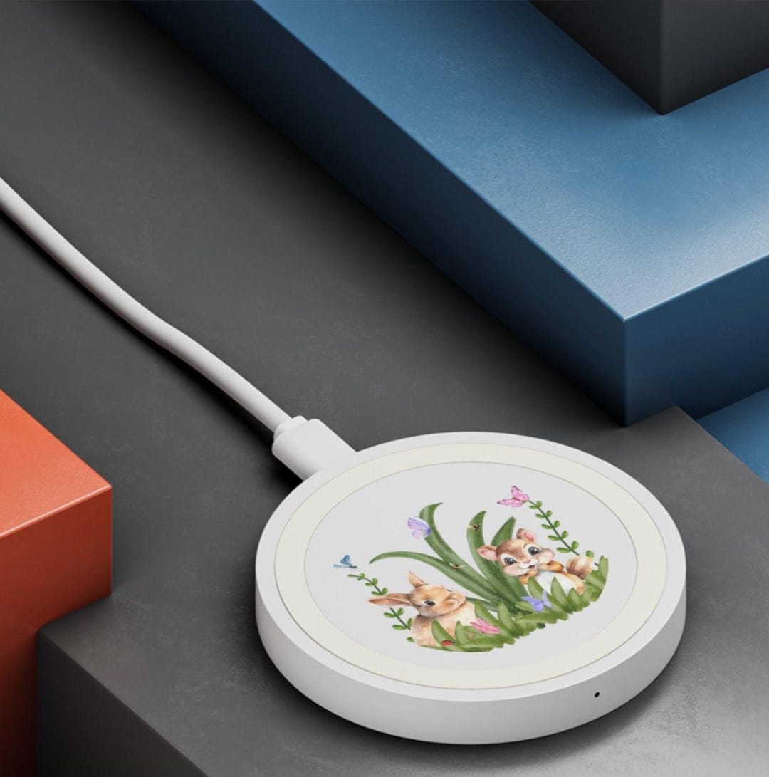 Wireless Charging Pad - Cottagecore Cute Bunny & Squirrel Design, Fast ...