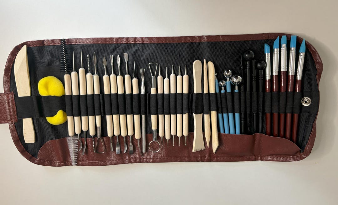36pc Pottery Tool Set, Pottery Tool Kit With Carry Case, Ceramics Supplies Bag, Polymer ...