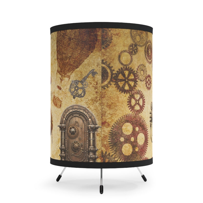 Steampunk Lamp, Retrofuturism Desk Light High-res Printed Shade, USCA ...