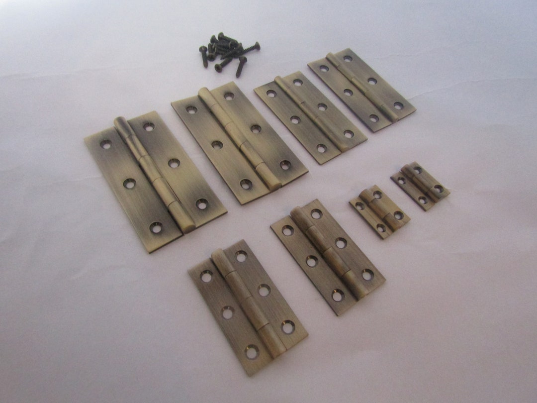 PAIR of SOLID DRAWN Antique Brass Cabinet Hinge Rustic Vintage - Etsy