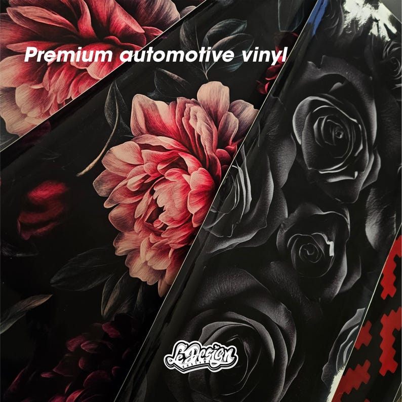 Red Roses Car Door Pillar Decals – Floral Gothic Style, Universal Fit ...