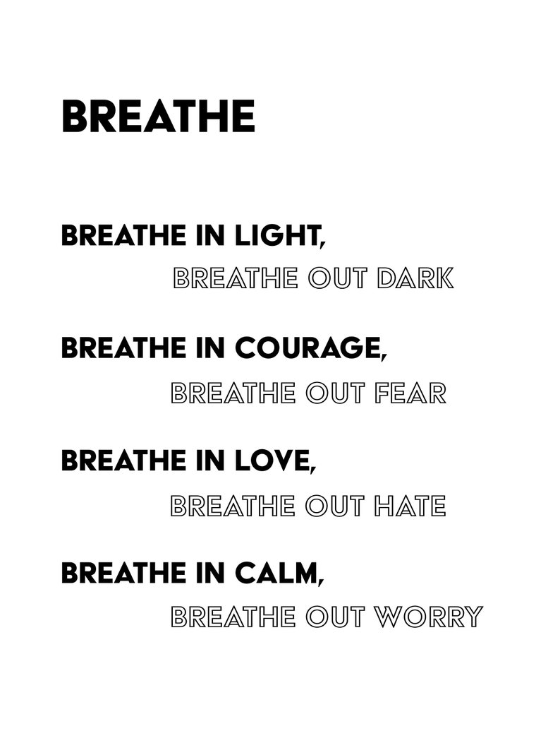 Printable Word Art | Breathe | Calming Wall Art Print, Wall Art Digital ...