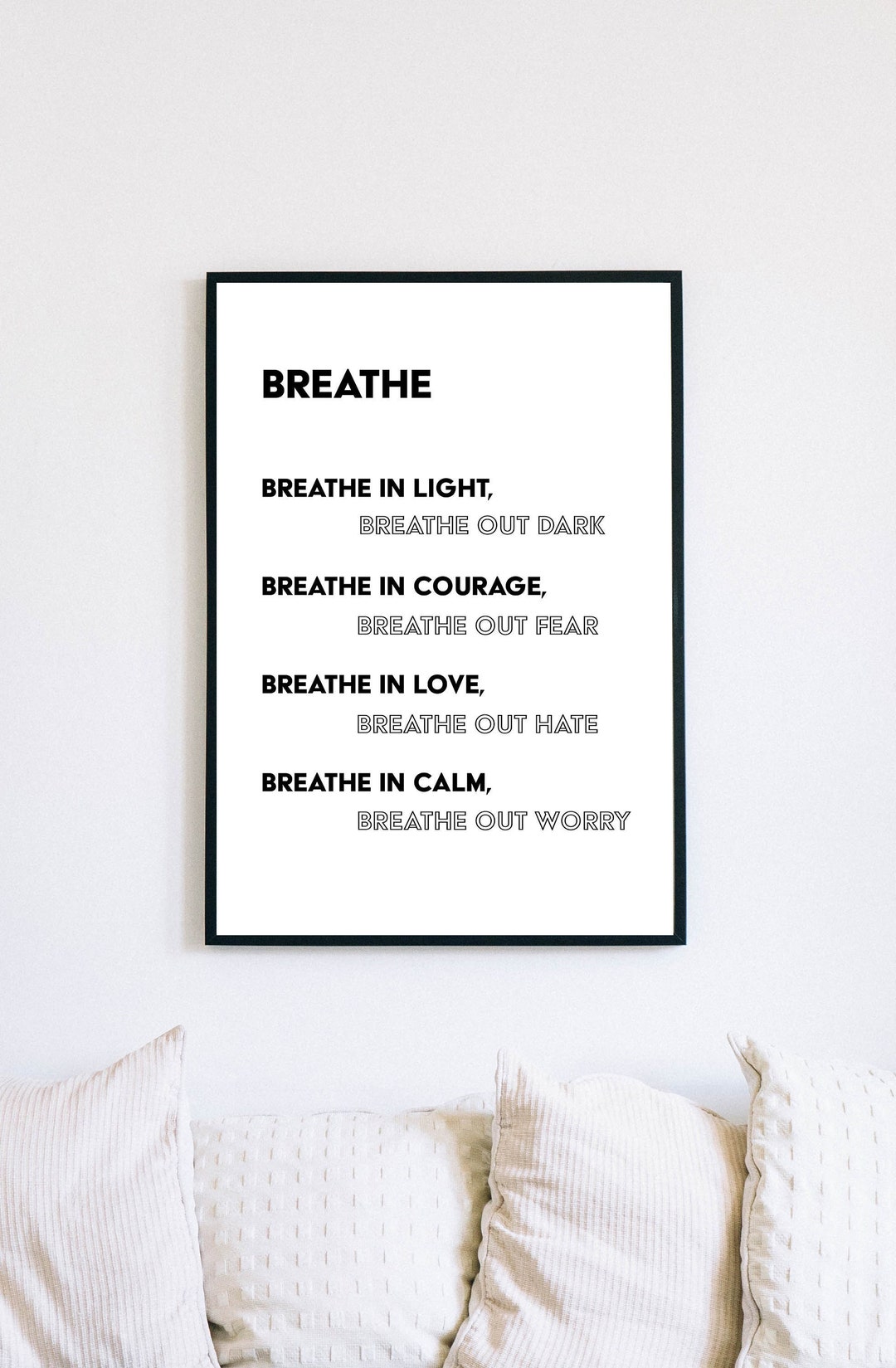 Printable Word Art | Breathe | Calming Wall Art Print, Wall Art Digital ...