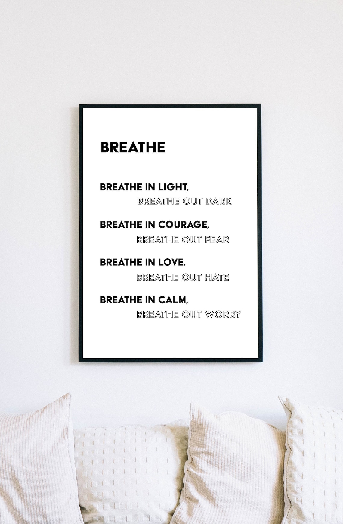 Printable Word Art | Breathe | Calming Wall Art Print, Wall Art Digital ...