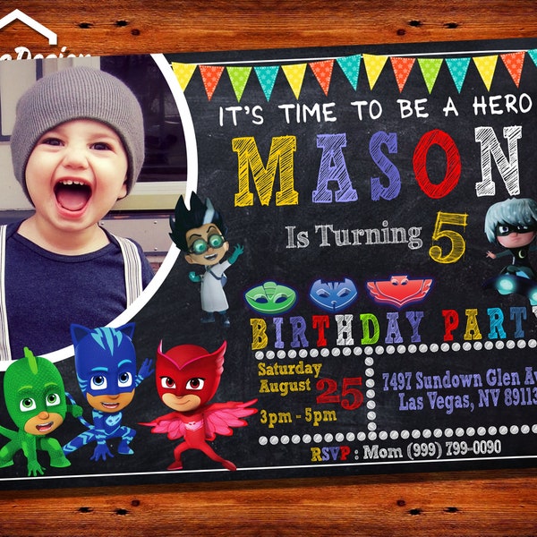 Pj Masks Invitation - Etsy