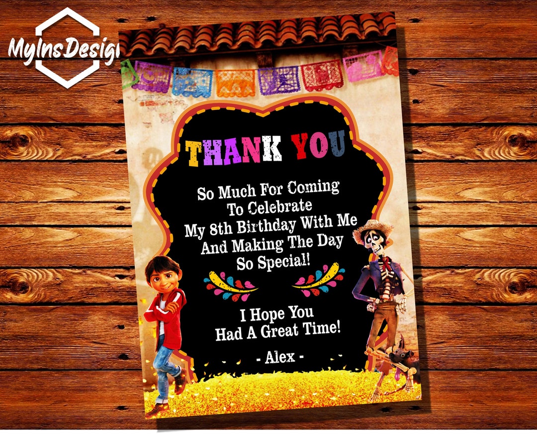 Coco Thank You Card,coco Birthday Invitation,coco Invites,coco Birthday ...