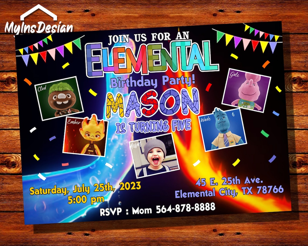 Elemental Invitation With Photo, Elemental Disney Invitation, Elemental ...