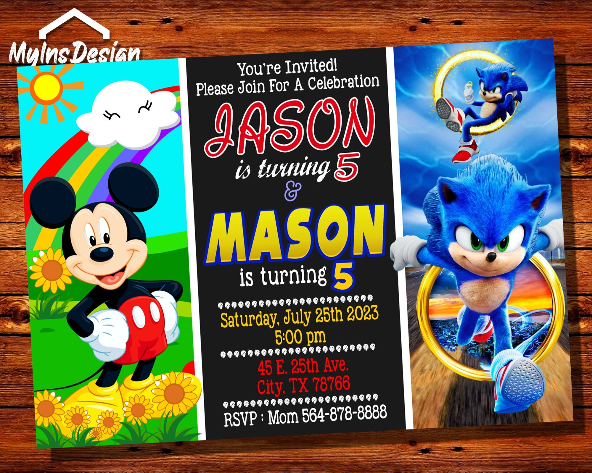 Sibling Invitation With Photo,dual Invitation,joint Invitation,double ...