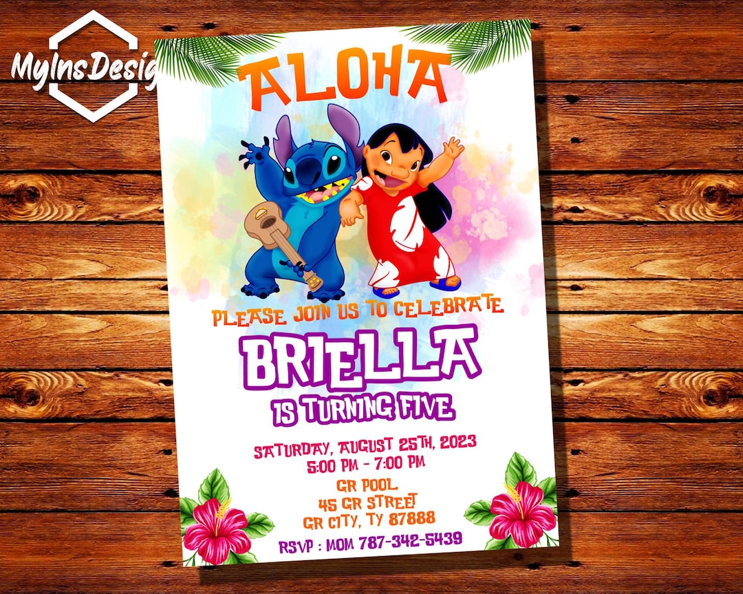 Invitación de Lilo y Stitch, invitación de Lilo, invitación de Stitch ...