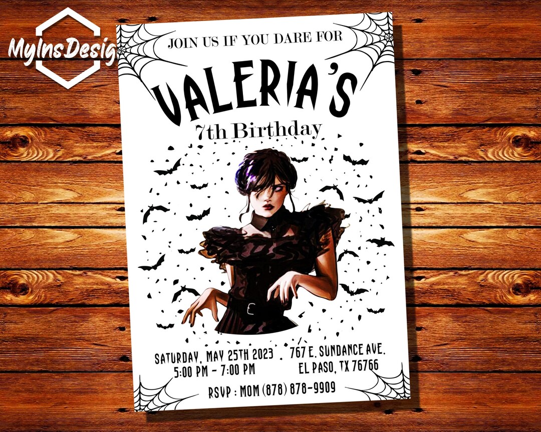 Wednesday Invitation,wednesday Addams Birthday Invitation,addams Family ...