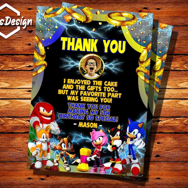 Sonic Thank You Cards - Etsy