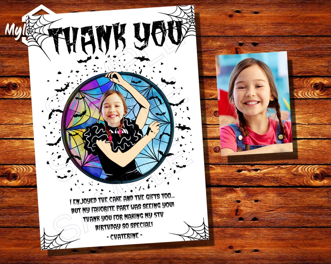 Wednesday Thank You Card With Custom Face on Template,wednesday Addams ...