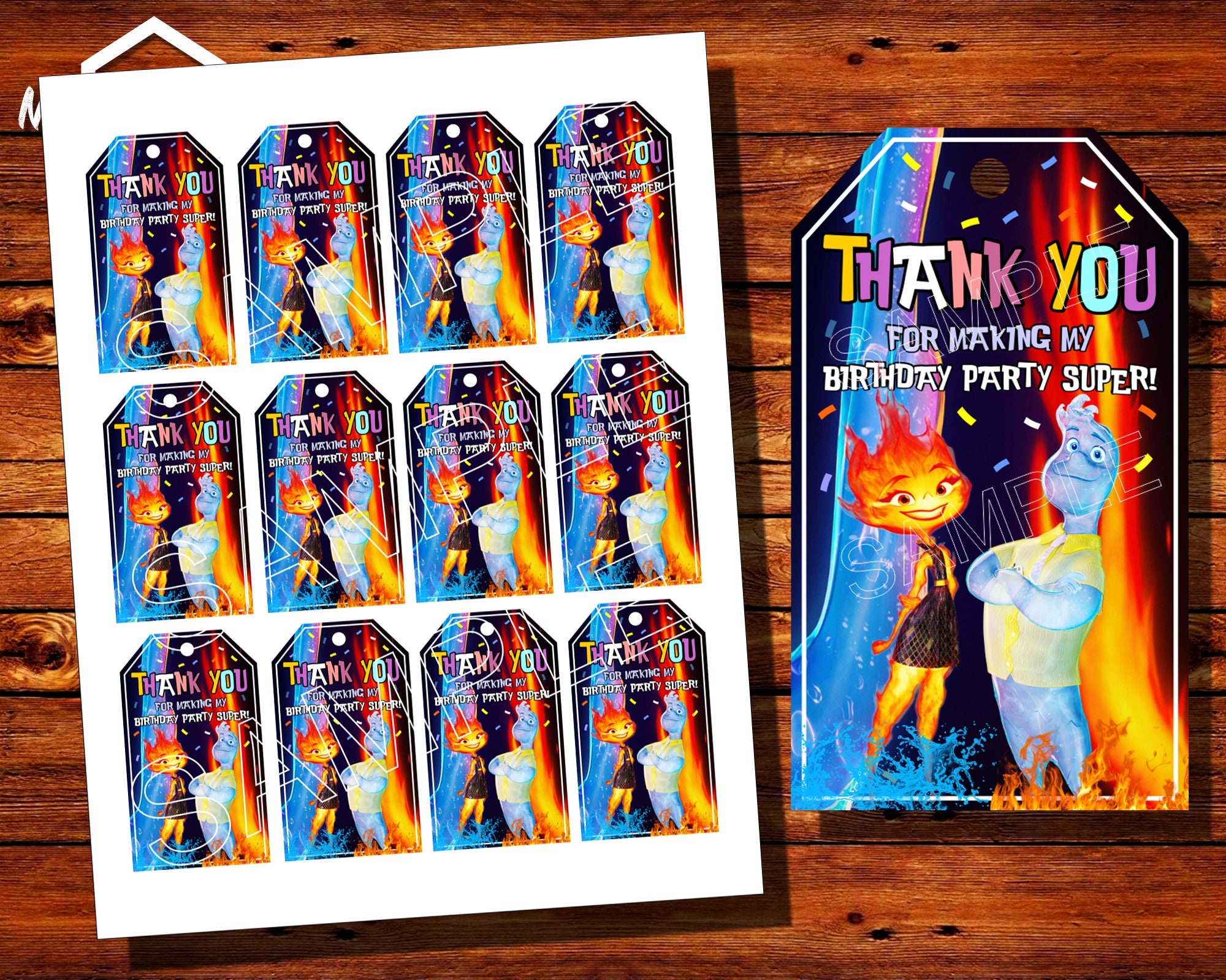 Elemental Thank You Tags, Elemental Thank You Card, Elemental Disney ...