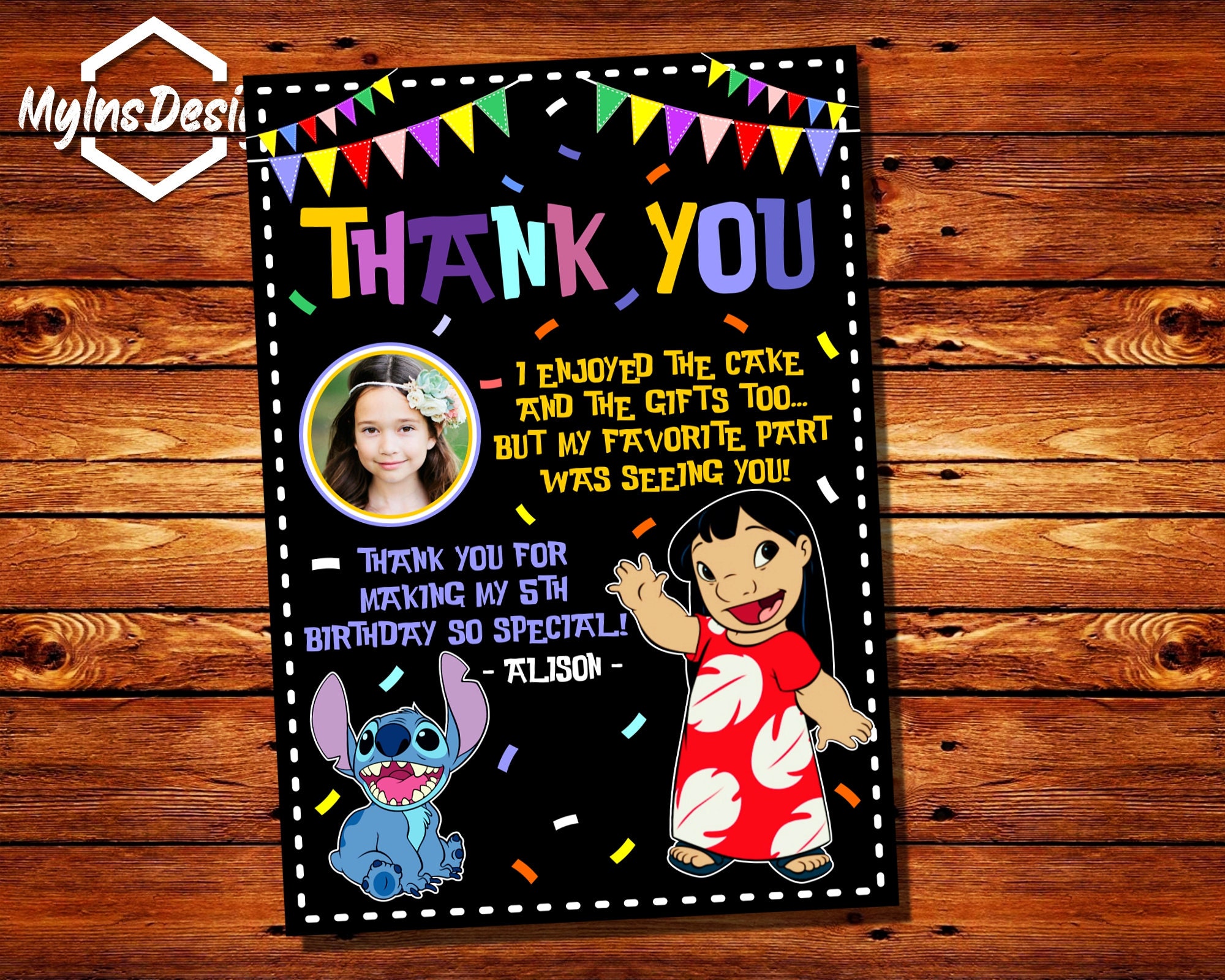 Lilo and Stitch Thank You Card With Photo, Lilo and Stitch Thank You ...