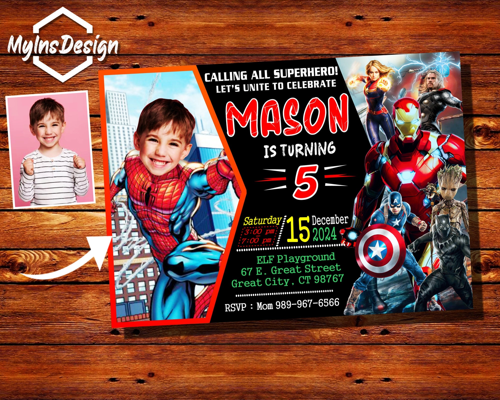 Spiderman Invitation With Custom Photo, Superhero Invitation, Avengers ...